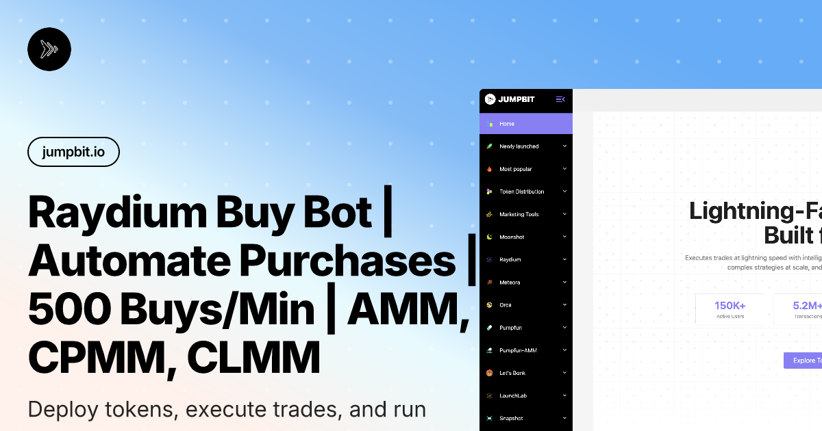 Raydium Buy Bot | Automate Purchases | 500 Buys/Min | AMM, CPMM, CLMM